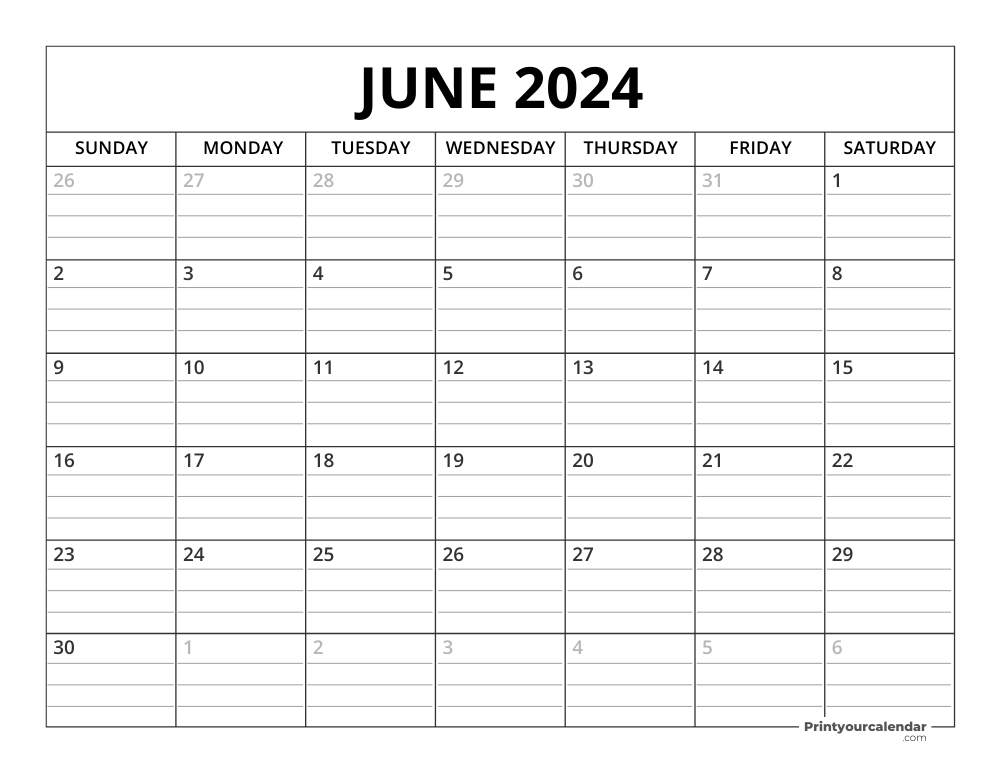 June 2024 Calendars - Free Printable